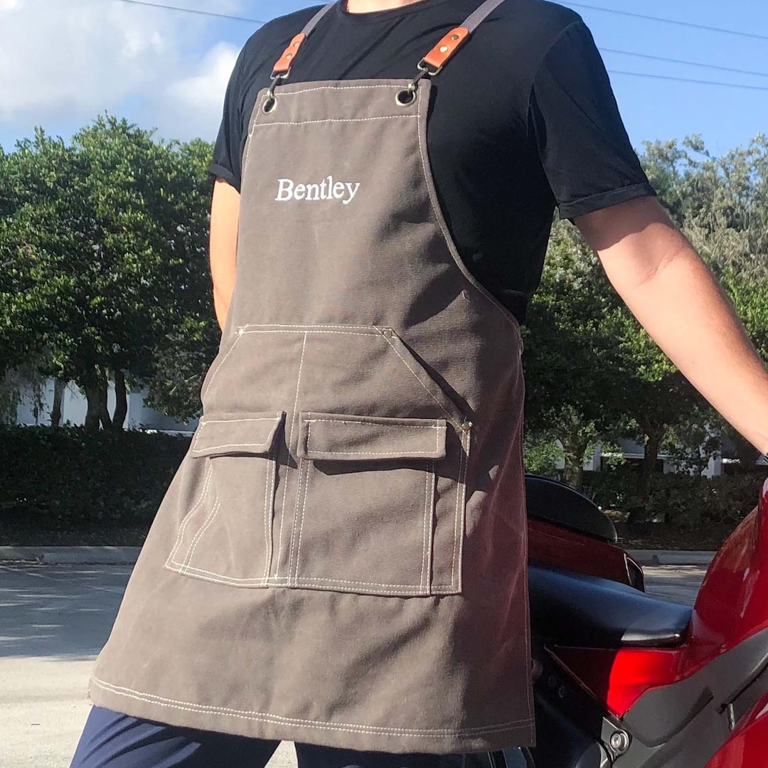 Personalized Canvas BBQ Apron: Water-resistant Cross Back Apron for Men - Etsy