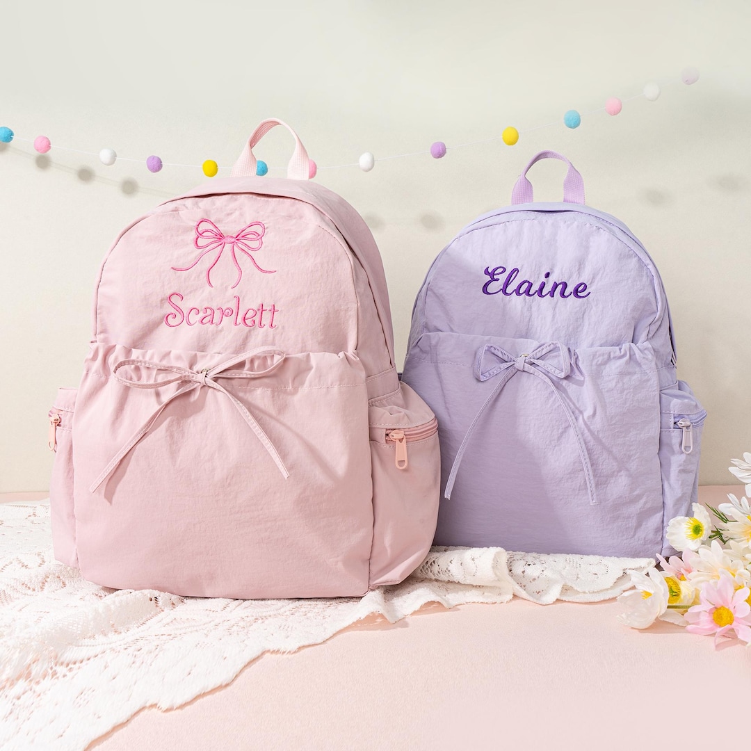 Toddler Backpack With Bow: Personalized Preppy Bookbag, Kids School Bag ...