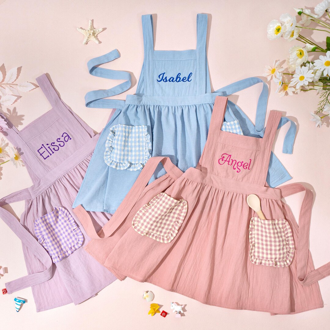 Personalized Kid’s Apron With Pockets, Toddler Cooking Aprons for Girls ...