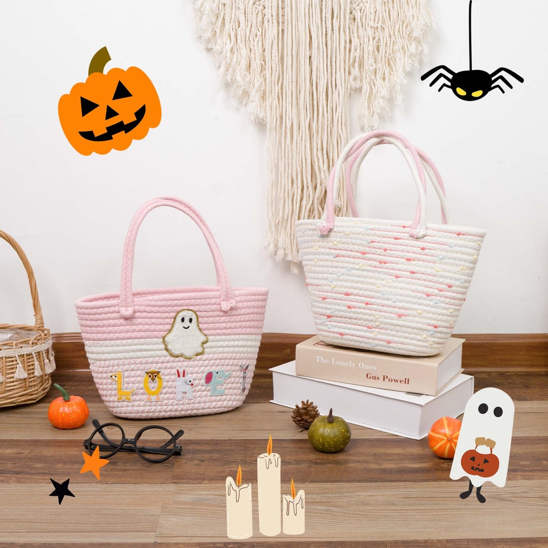 Halloween Basket for Kids, Ghost Bucket for Kids, Girl Boy Candy Ghost ...