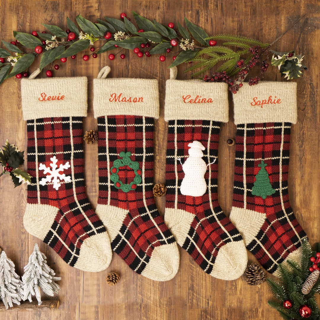 Personalized Buffalo Plaid Stockings, Christmas Family Stockings ...