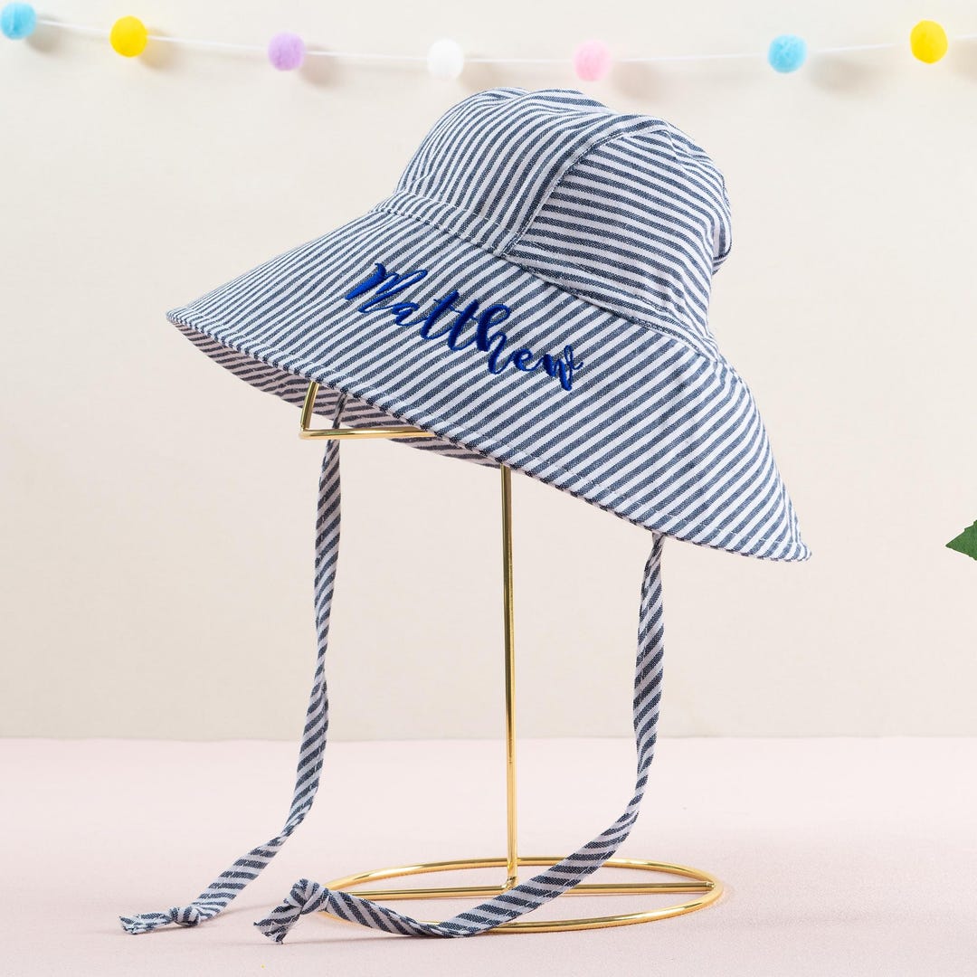 Personalized Baby Sun Hat: Beach Bucket Hat With Windbreak, 0-4 Years ...