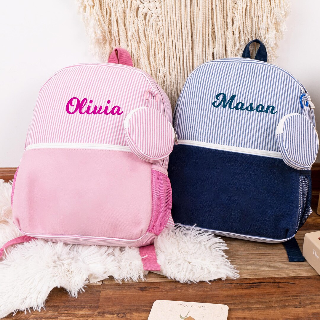 Toddler Backpack, Personalized Kids Backpack With Name, Seersucker ...