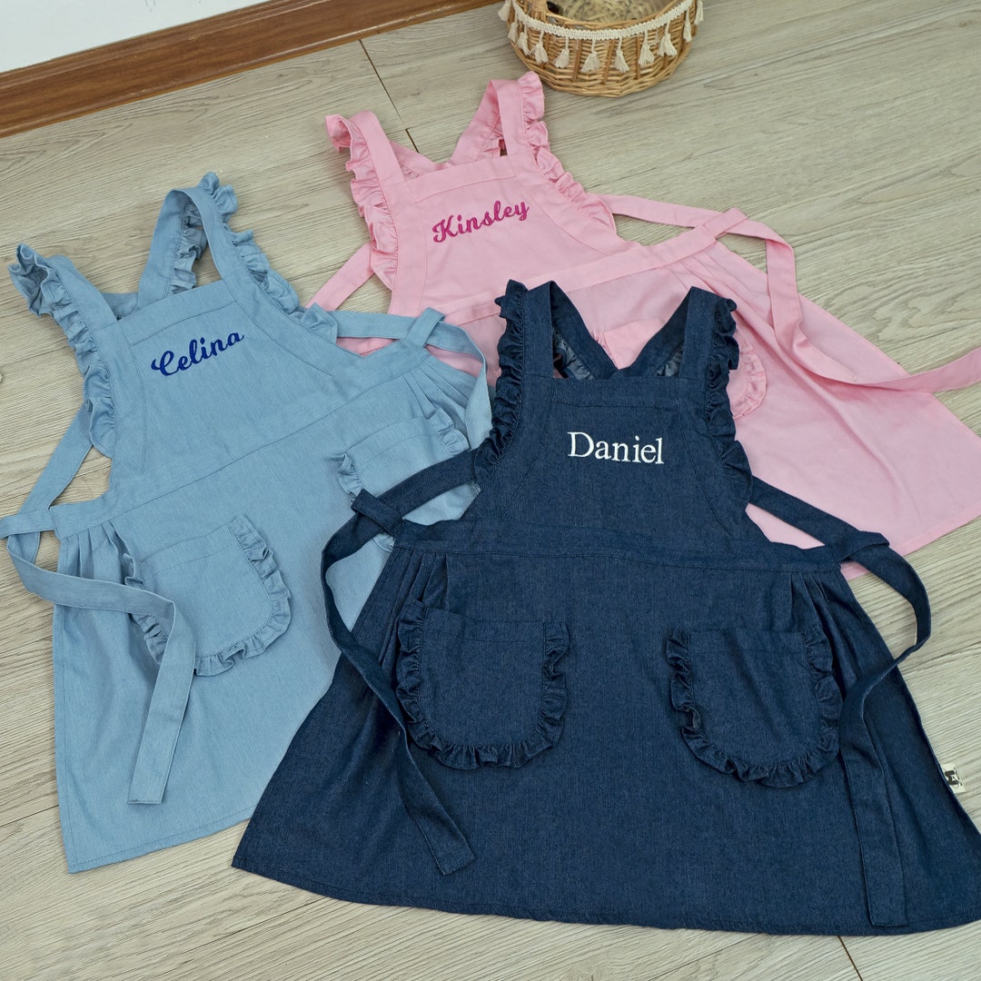 Toddler Apron, Personalized Kids Apron With Embroidery Name, Girls ...