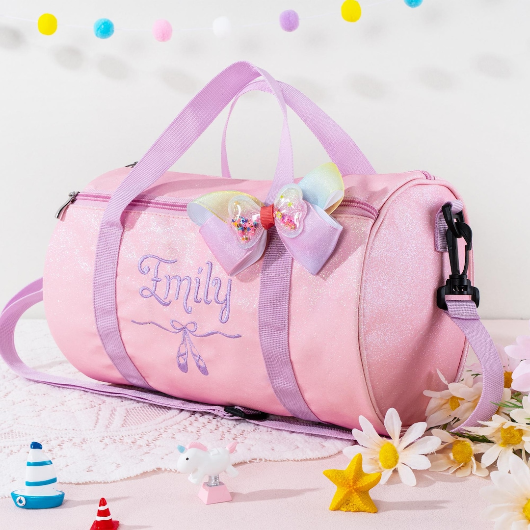 Personalized Glitter Dance Duffel Bag: Ballet Shoe Compartment & Bow ...