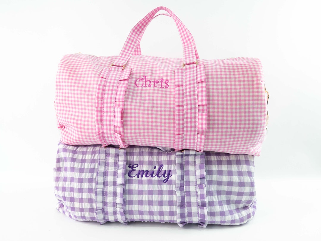 Personalized Children Travel Bag, Monogram Seersucker Weekender Bag ...