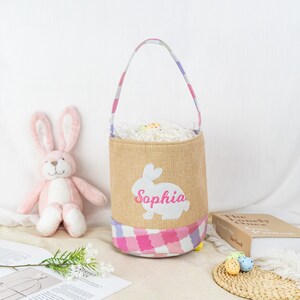 Easter Bunny Basket for Kids, Cute Egg Hunt Basket, Personalized Rabbit ...