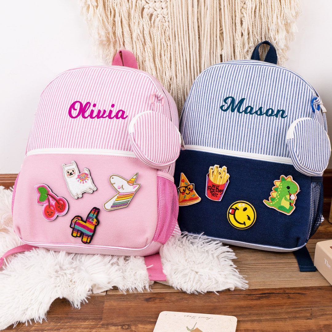 Toddler Backpack, Personalized Kids Backpack With Name, Seersucker ...