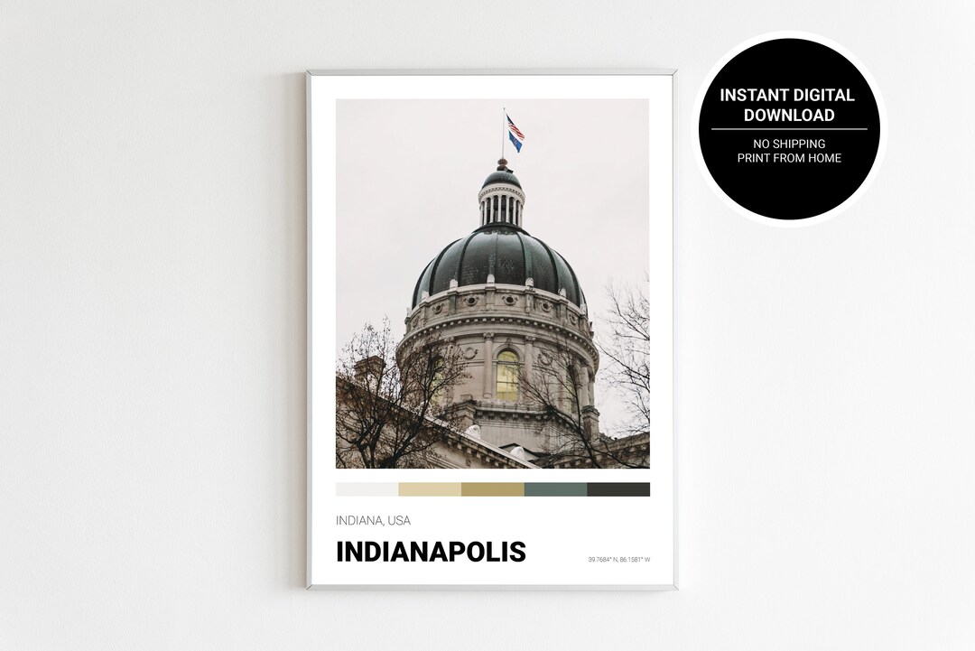 Indianapolis Poster, Indiana Print, Indianapolis Wall Art, Central ...