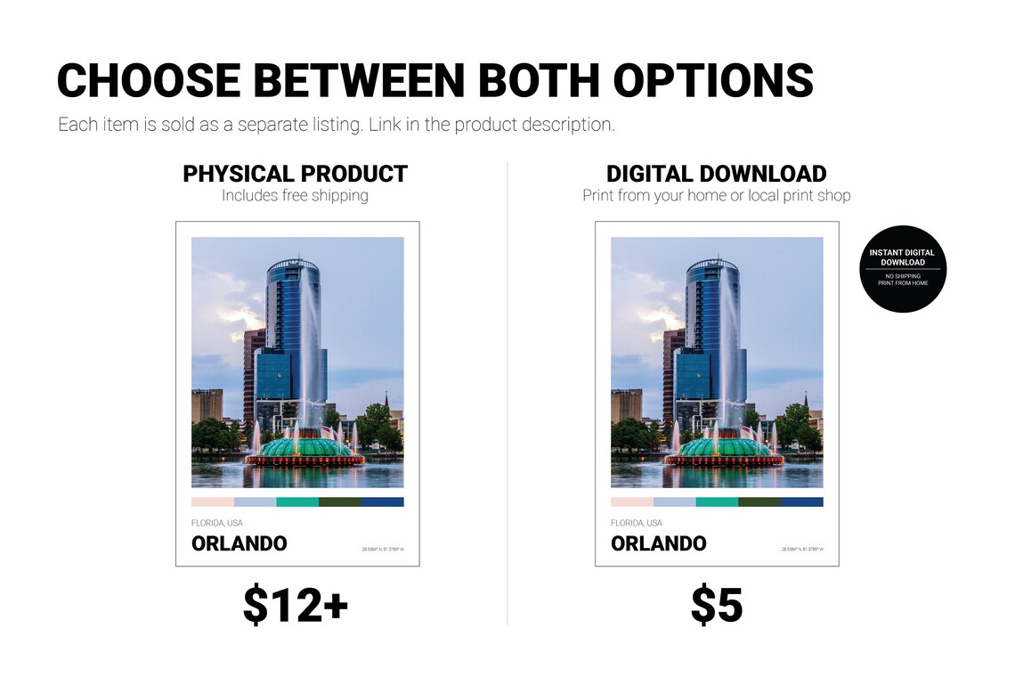 Orlando Florida Poster Downtown Orlando Print Orlando - Etsy