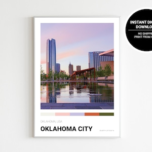 Oklahoma City Print, Oklahoma Skyline, OKC Poster, Digital Download ...
