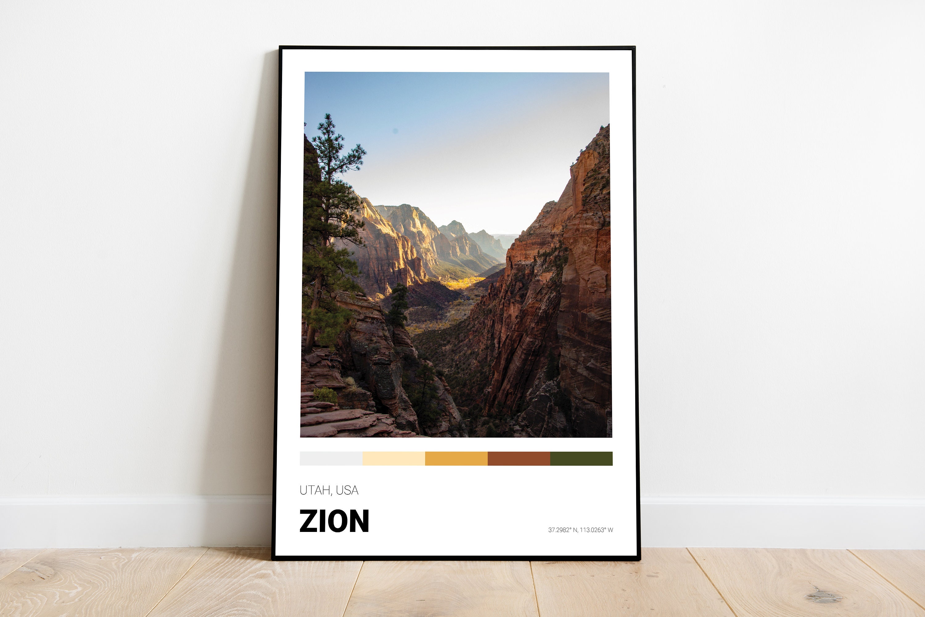 Zion National Park Poster, Utah Printable Wall Art, Mountain Trail Hike ...