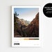 Zion National Park Poster, Utah Printable Wall Art, Mountain Trail Hike ...