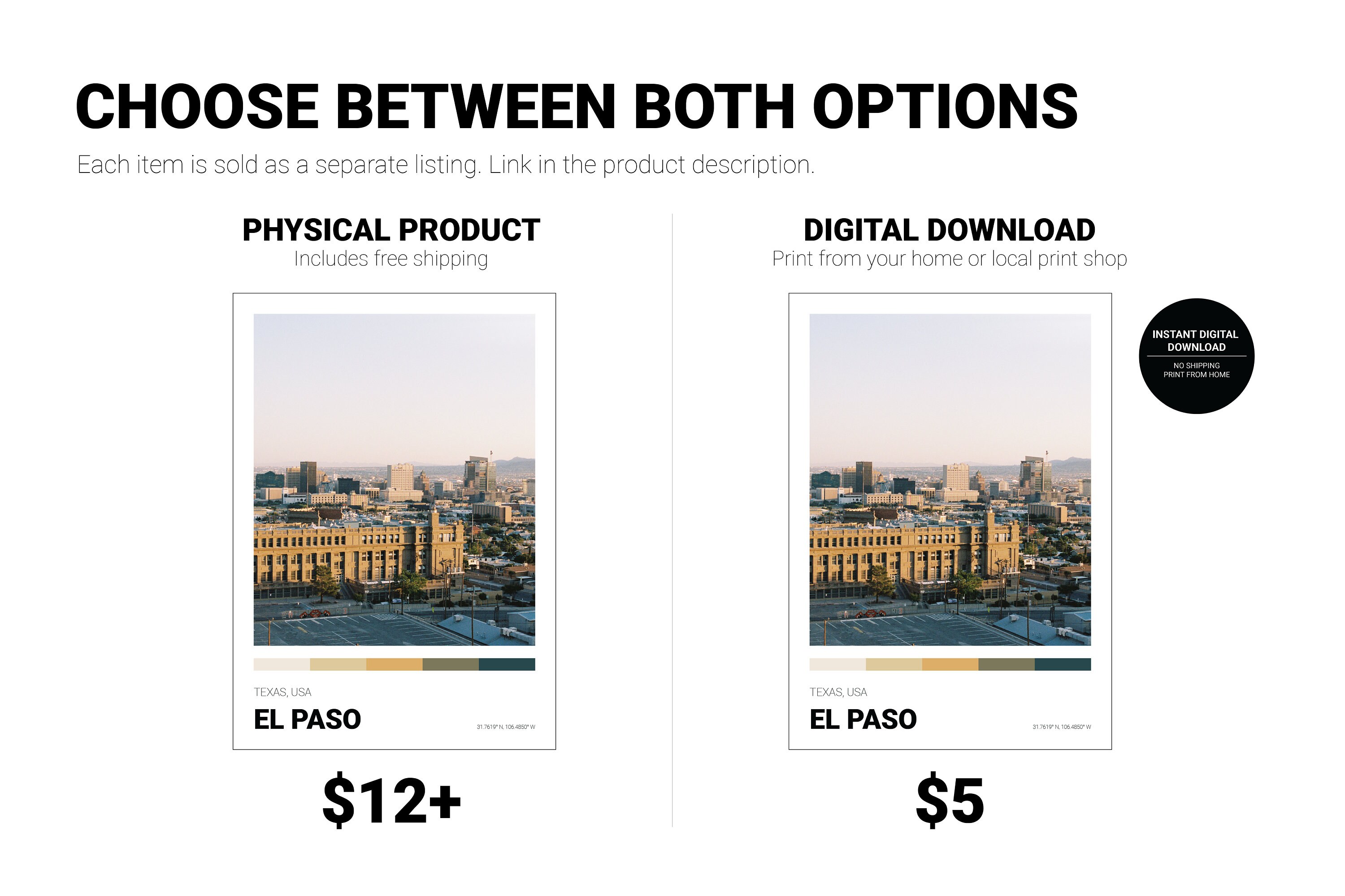 El Paso Print, Texas Poster, Head for the Hills, El Paso Mission Trail ...