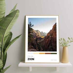 Zion National Park Poster, Utah Printable Wall Art, Mountain Trail Hike ...