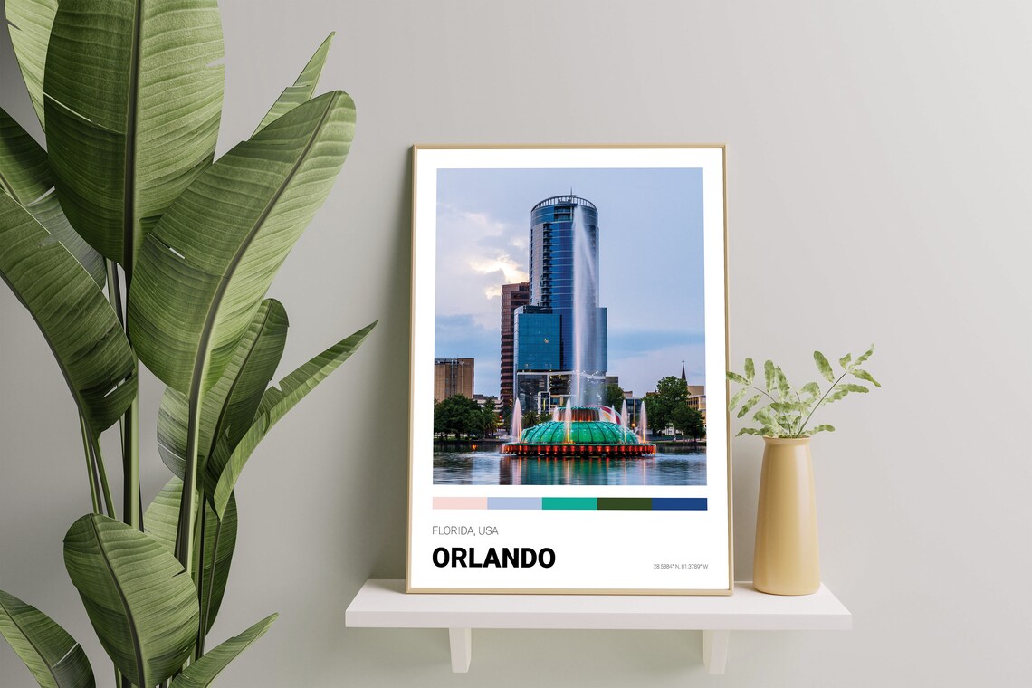 Orlando Florida Poster Downtown Orlando Print Orlando - Etsy