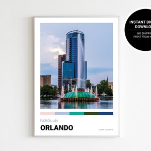 Orlando Florida Poster Downtown Orlando Print Orlando - Etsy
