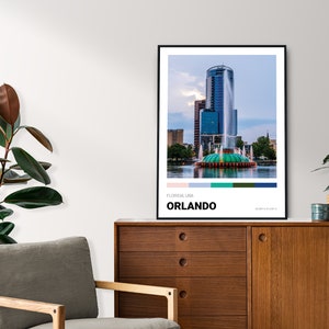 Orlando Florida Poster Downtown Orlando Print Orlando - Etsy