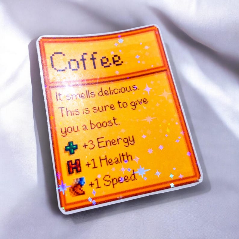 Stardew Valley Coffee Sticker | Holographic, Waterproof Gaming Merch ...