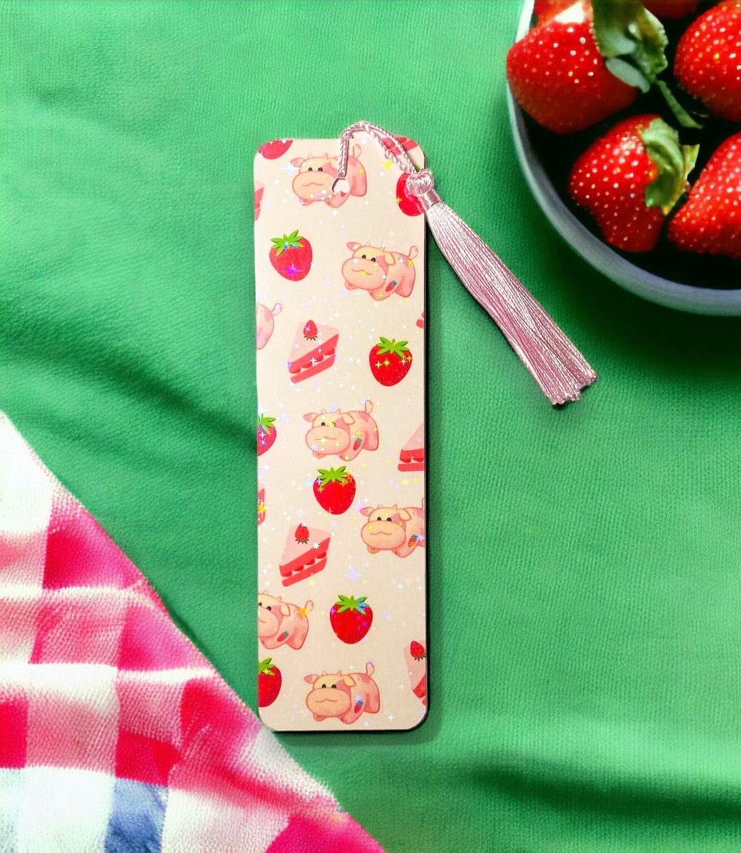 Kawaii Strawberry Cow Bookmarks Cute Bookmarks, Kawaii Bookmarks ...