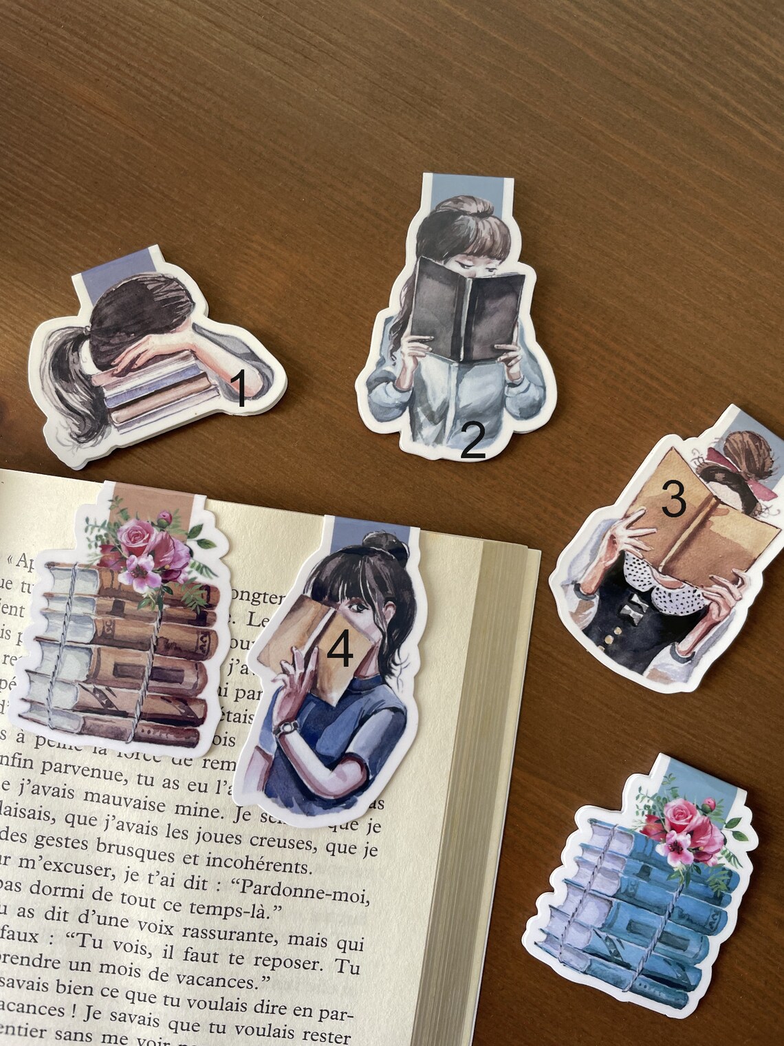 Girls Reading 2 Magnetic Bookmarks Booklover Books - Etsy