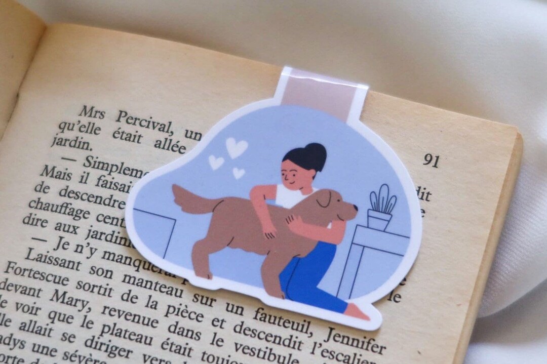 Dog Lady Magnetic Bookmarks Mother of Dogs Reading Girl Books and Dogs ...