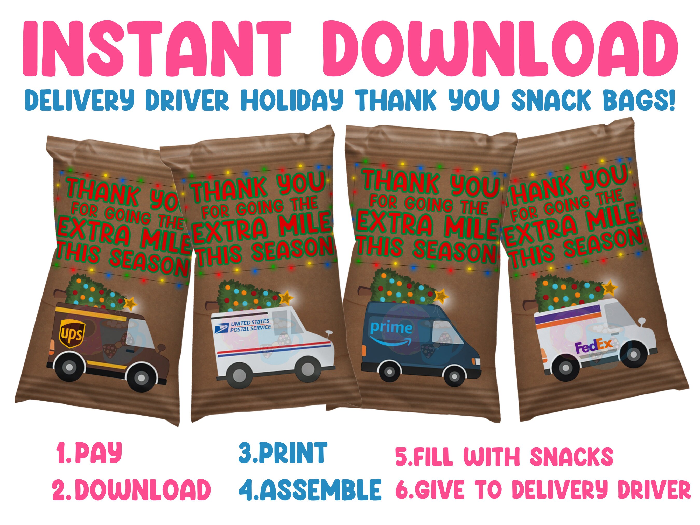 Delivery Driver Thank You Snacks USPS UPS Amazon Prime Fexex Mail ...