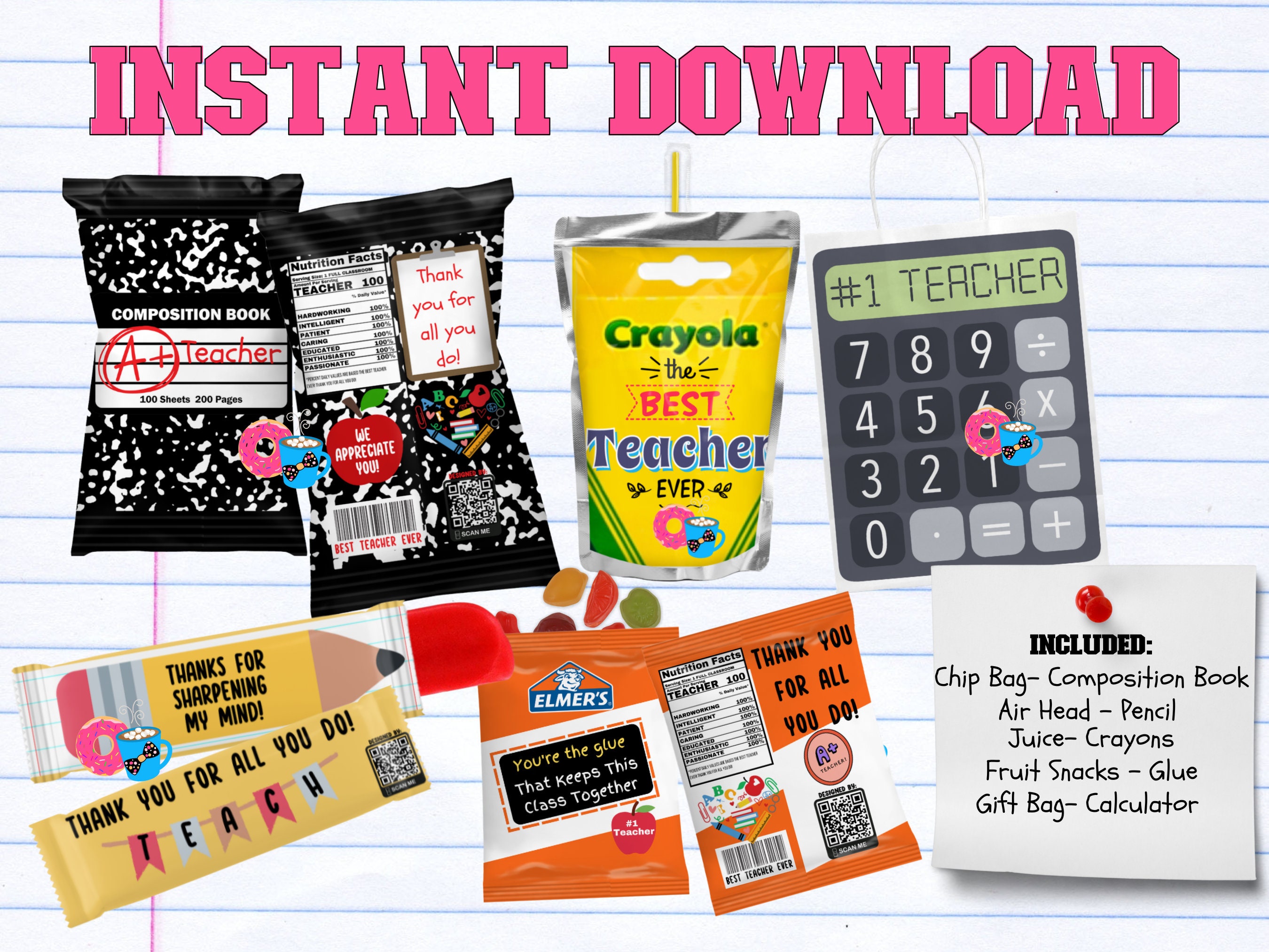 Teacher Treat Bundle| Back to School| School Chip Bag Design| #1 ...
