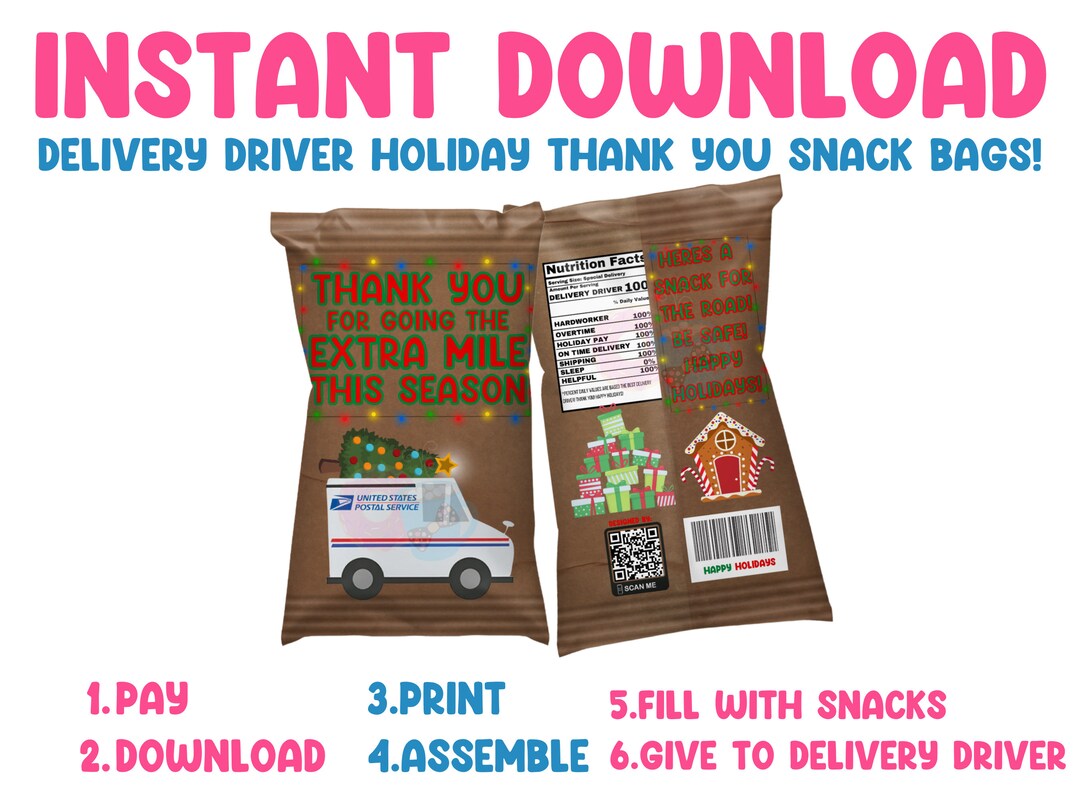 USPS| Delivery Driver Thank You Snacks| Mail Carrier Snack Bags| Take A ...