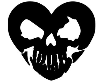 Skull With Heart Svg - Etsy Ireland