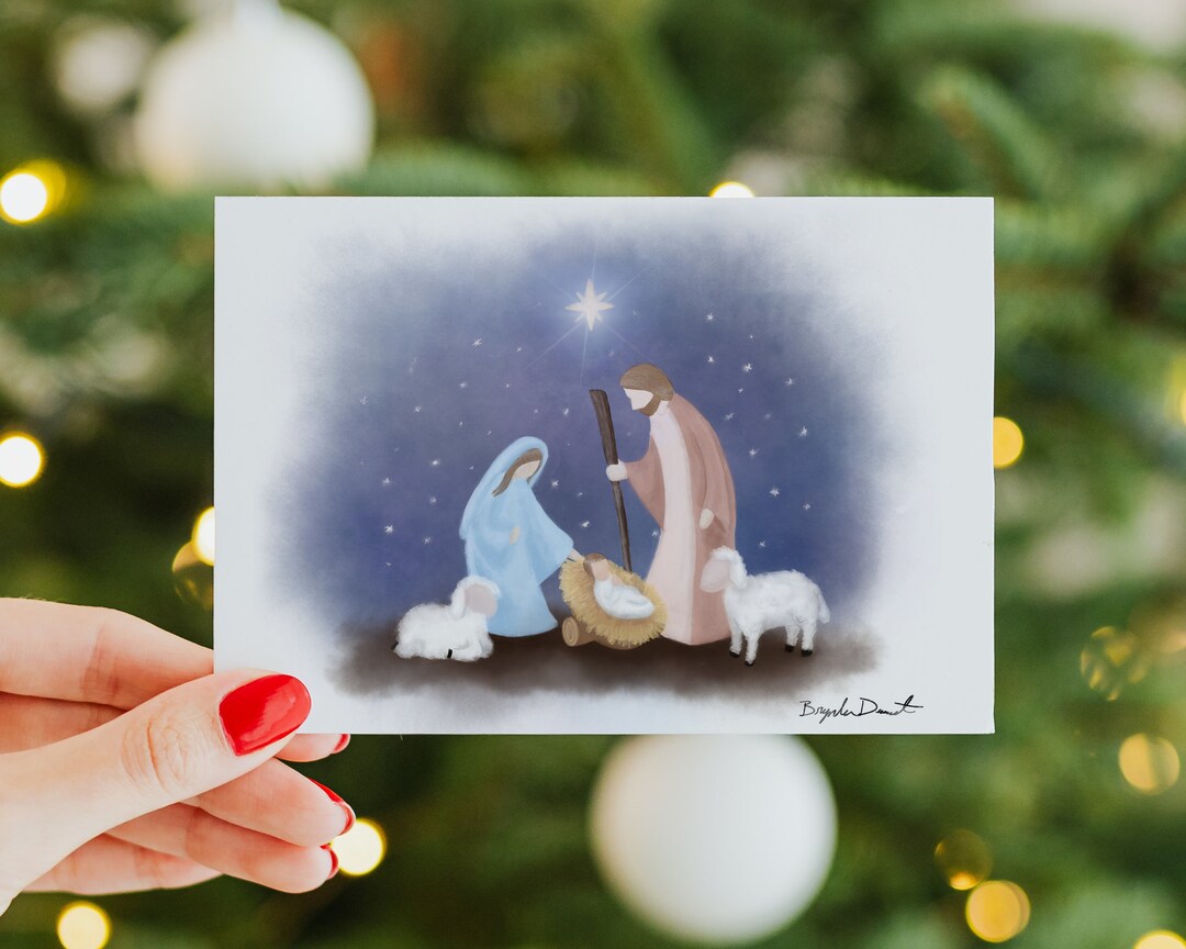 Faceless Nativity 5x7 Christmas Card Digital Print - Etsy