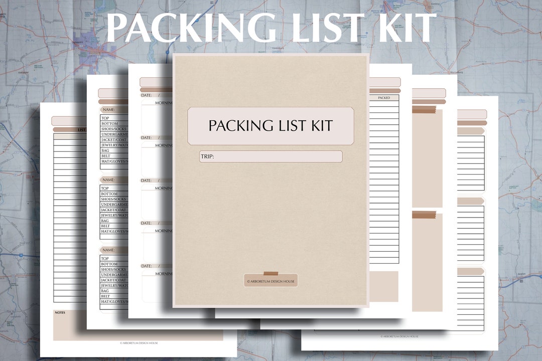 PACKING LIST Kit & Outfit Planner, Printable or Digital PDF, 2 Pages ...