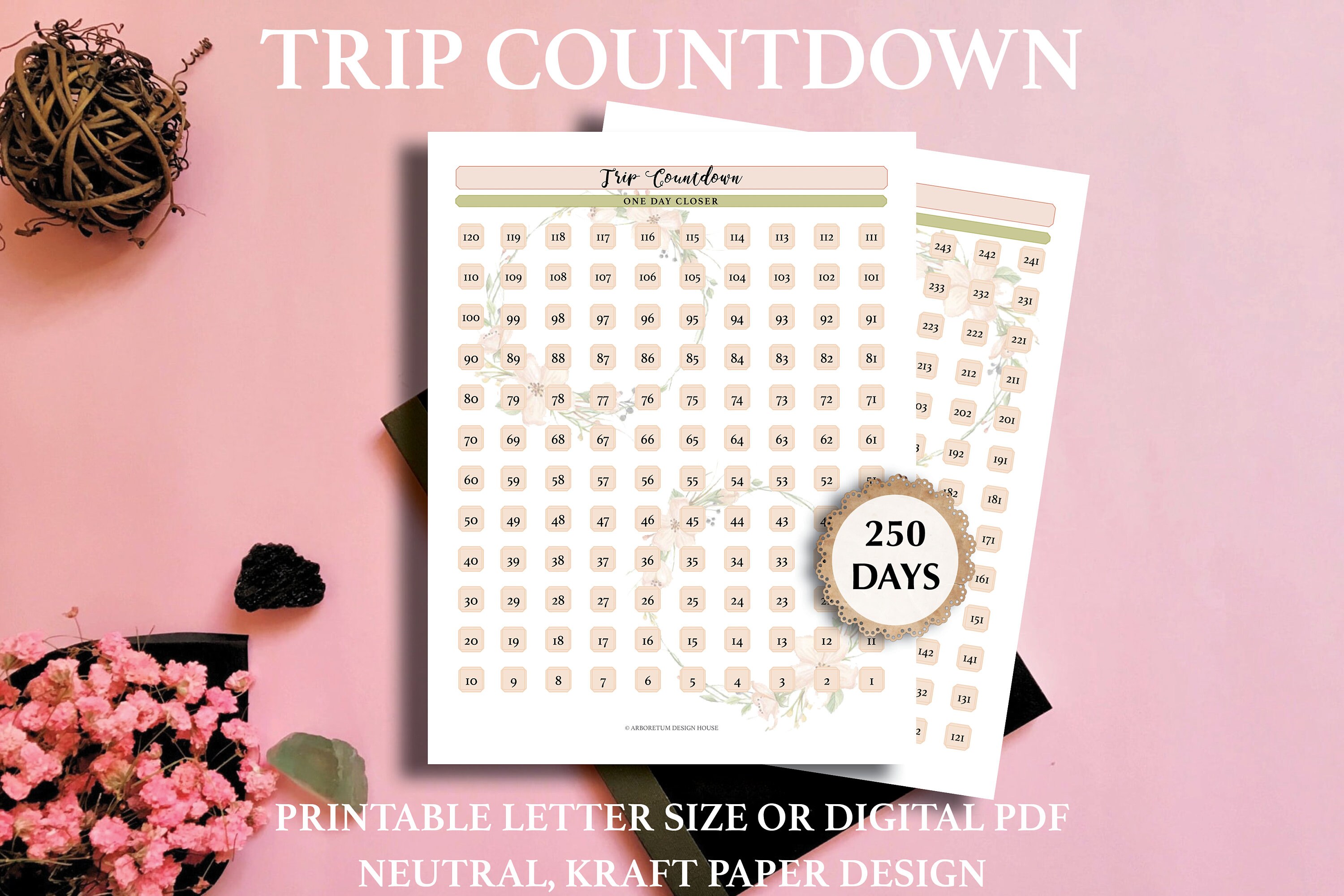 TRIP COUNTDOWN, Printable or Digital PDF, 2 Pages, Letter Size ...