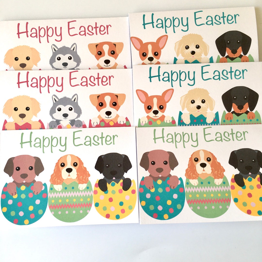 Dog Themed Easter Card, Easter Cards Pack, Easter Cards for Kids ...