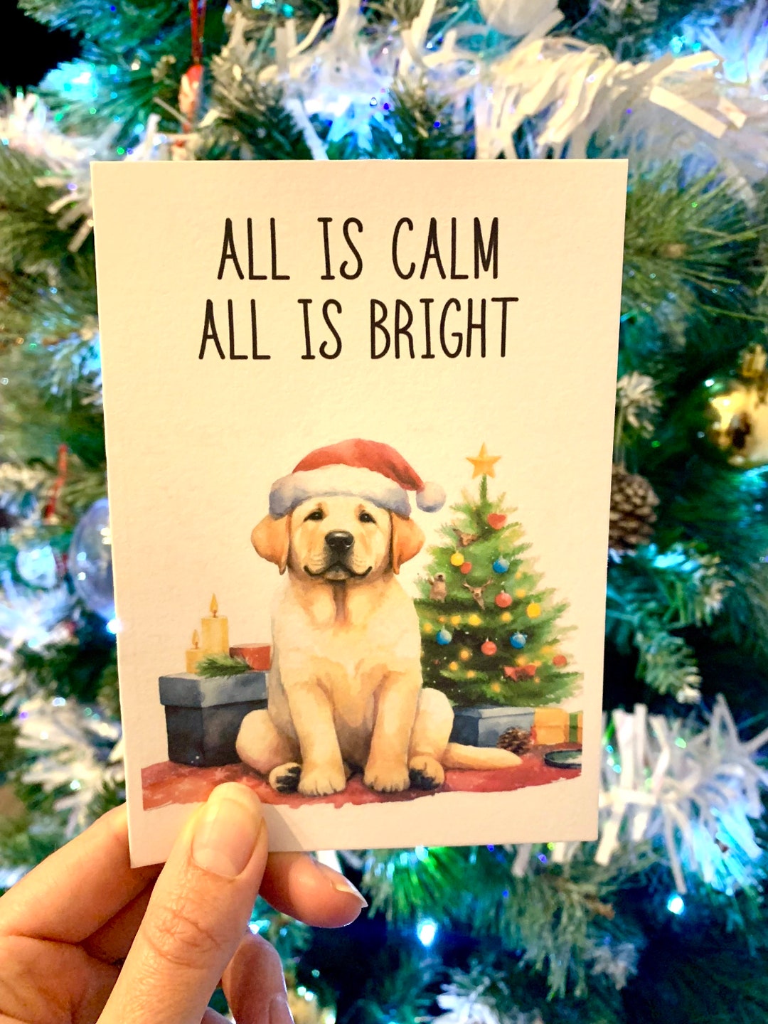 Yellow Labrador Christmas Card: Festive Dog Lover Card - Etsy