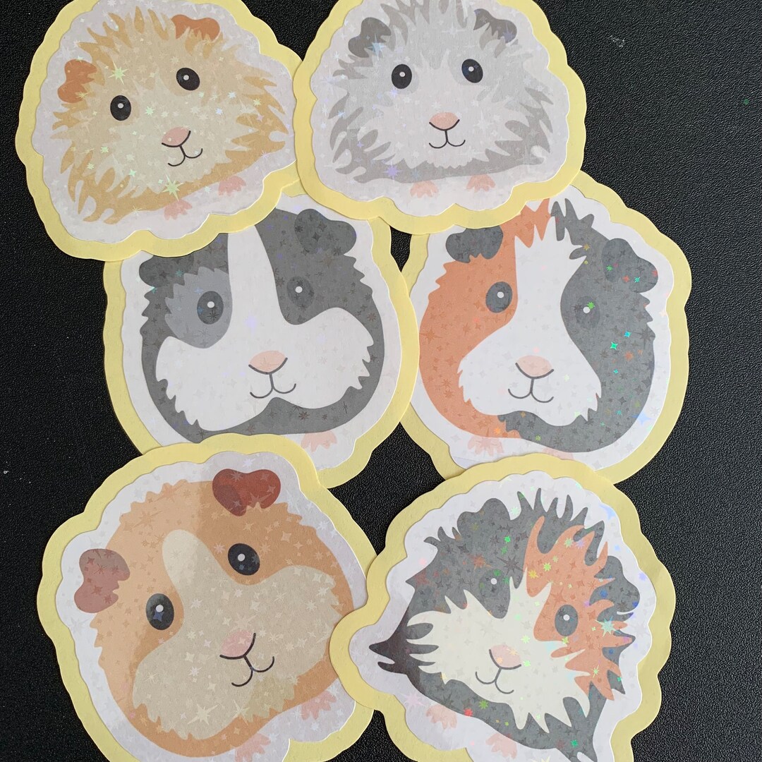 Holographic Guinea Pig Stickers, Gift for Guinea Pig Owner, Animal ...