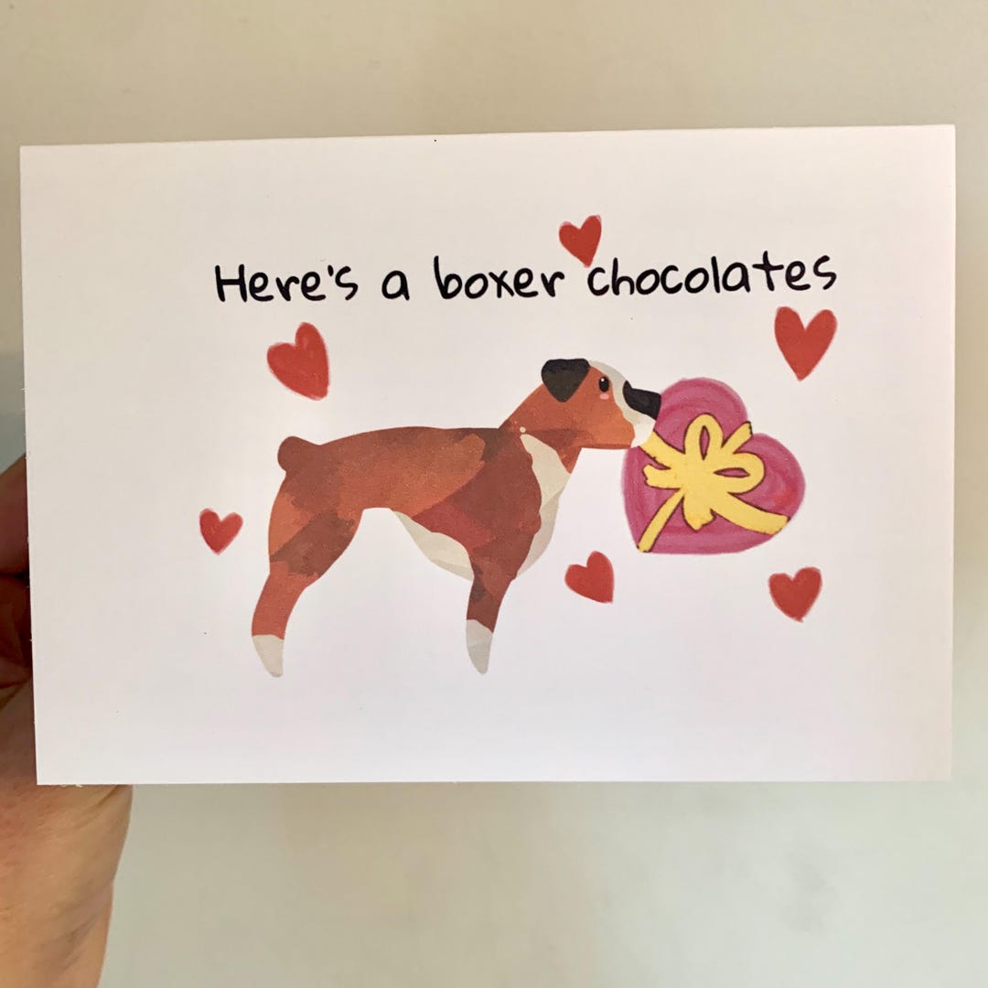 Boxer Dog Valentines Card, Boxer Dog Card, Anniversry Card From the Dog ...