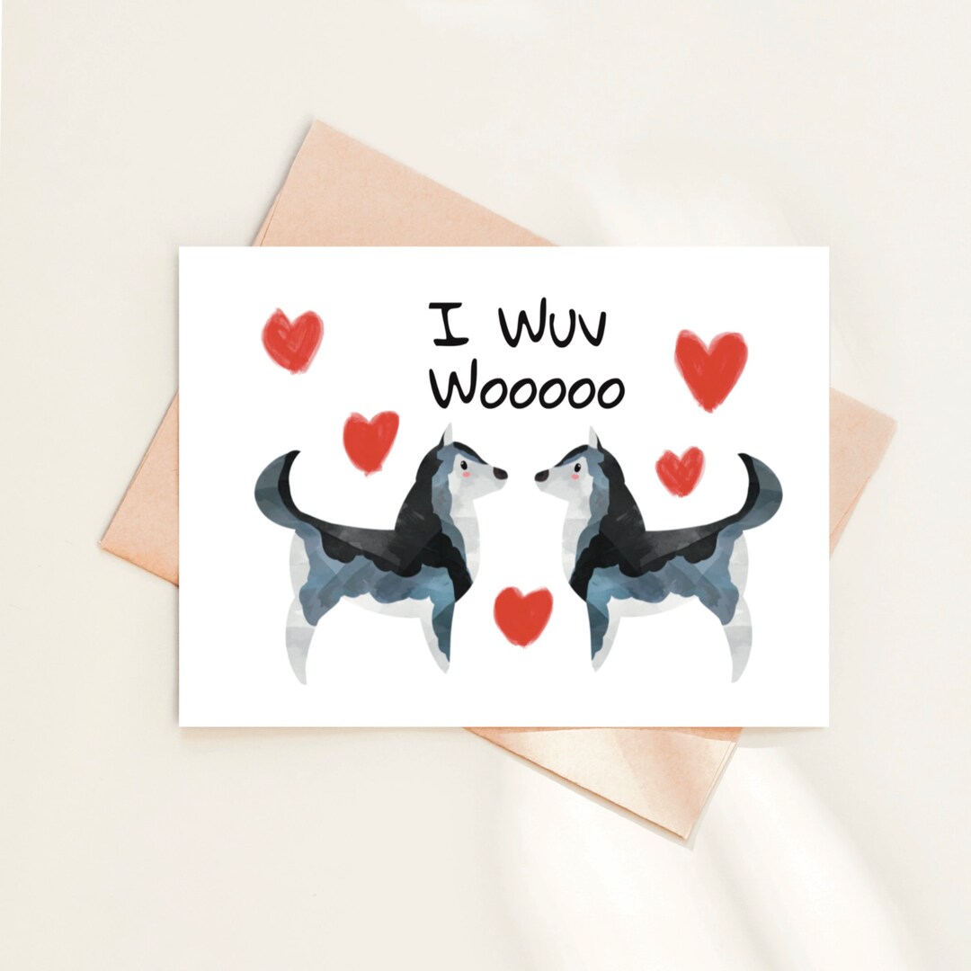 Husky Valentines Card, Anniversary Card, Dog Greetings Card, Card From ...