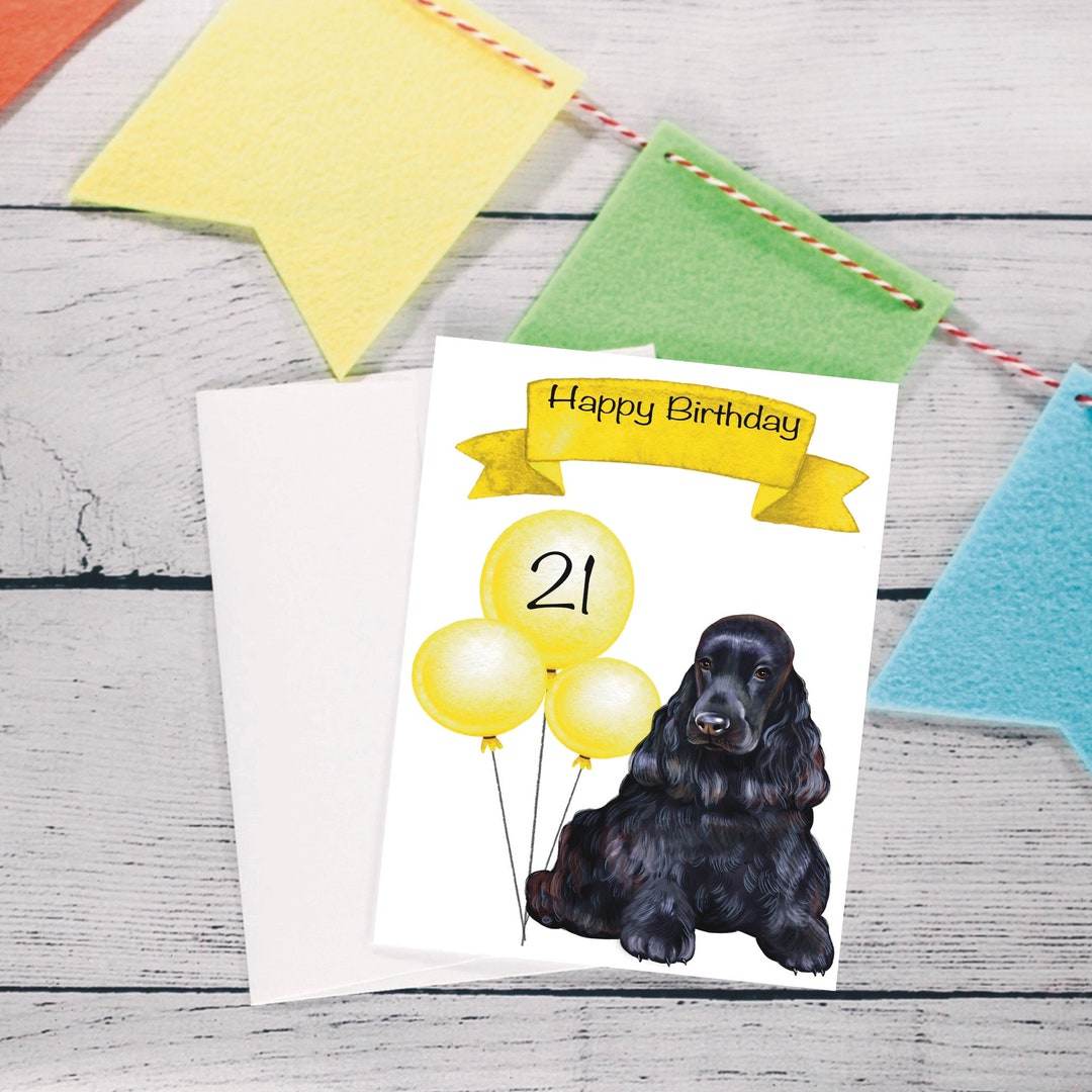 Black Cocker Spaniel Birthday Card, Personalised Dog Card, Card From ...