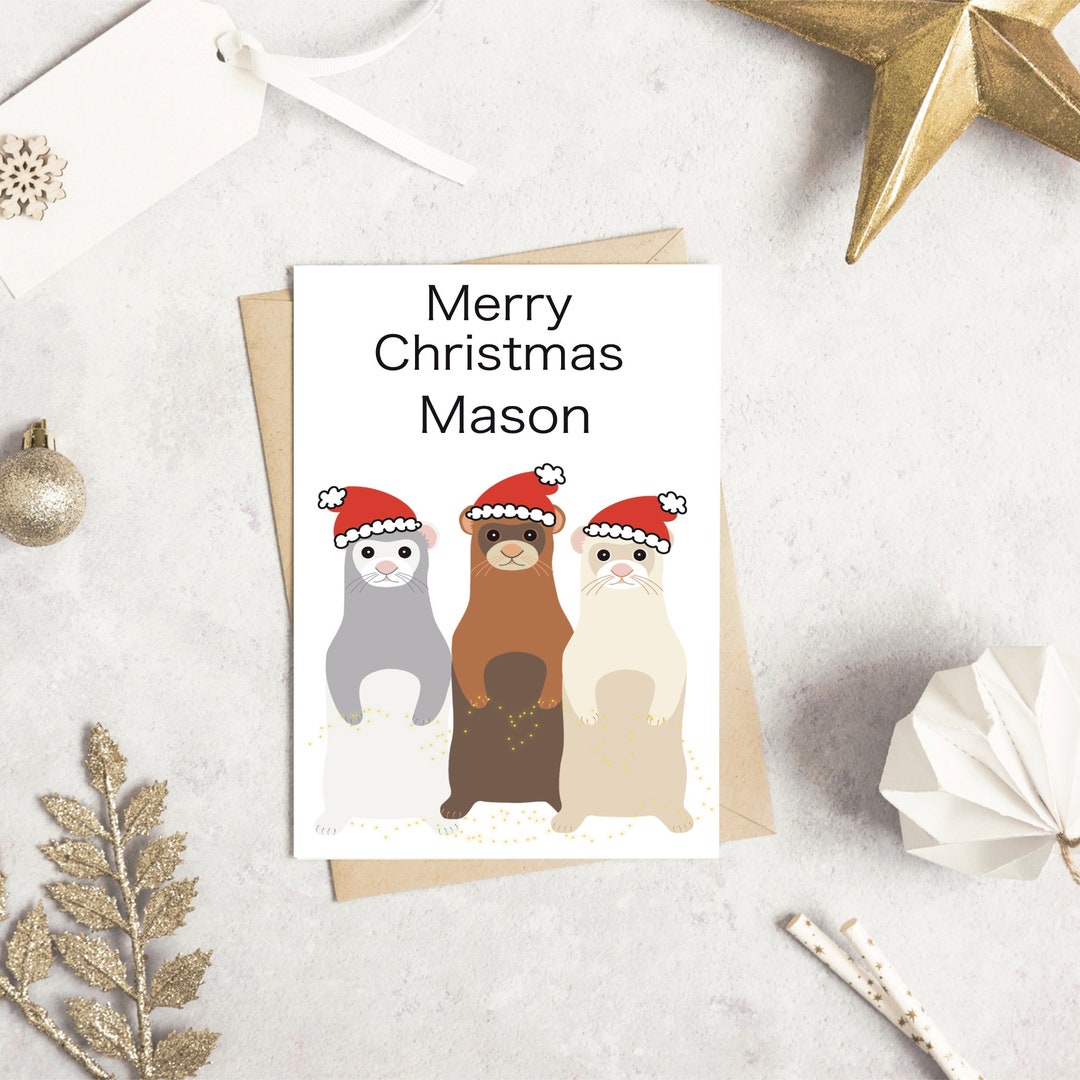 Ferret Christmas Cards, Personalised Ferret Greetings Card, Card From ...