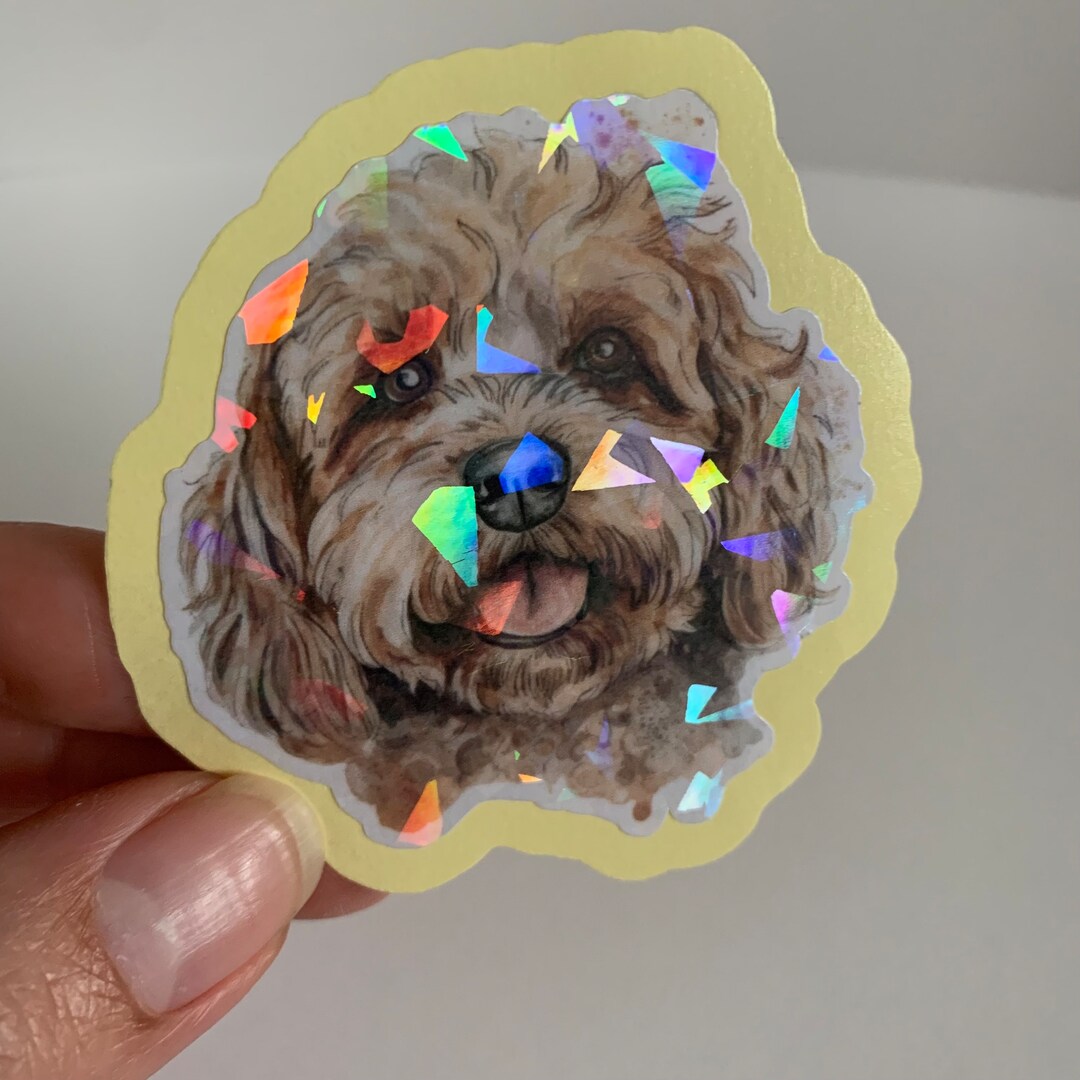 Holographic Cockapoo Sticker, Gift for Beige Cockapoo Owner, Animal ...