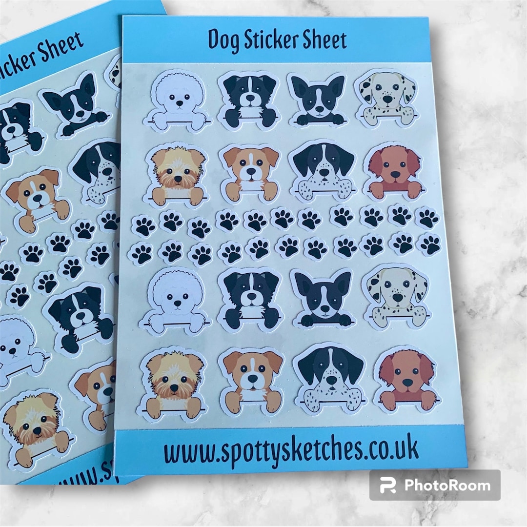 Puppy Dog Sticker Sheet, Pet Stickers, Animal Decals, Cute Stationary ...