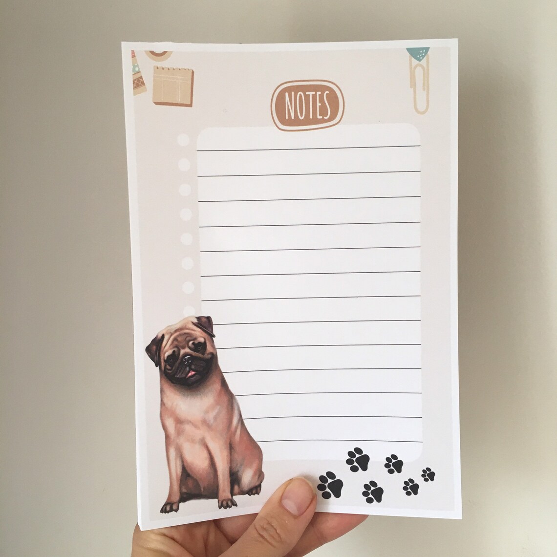 Notepad Tear Off, A5 Notepad, Dog Notepad, Pug Gifts, Gift for Dog ...