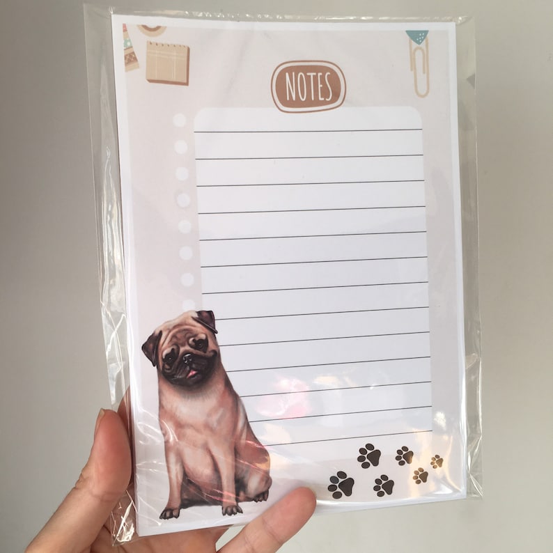 Notepad Tear Off, A5 Notepad, Dog Notepad, Pug Gifts, Gift for Dog ...