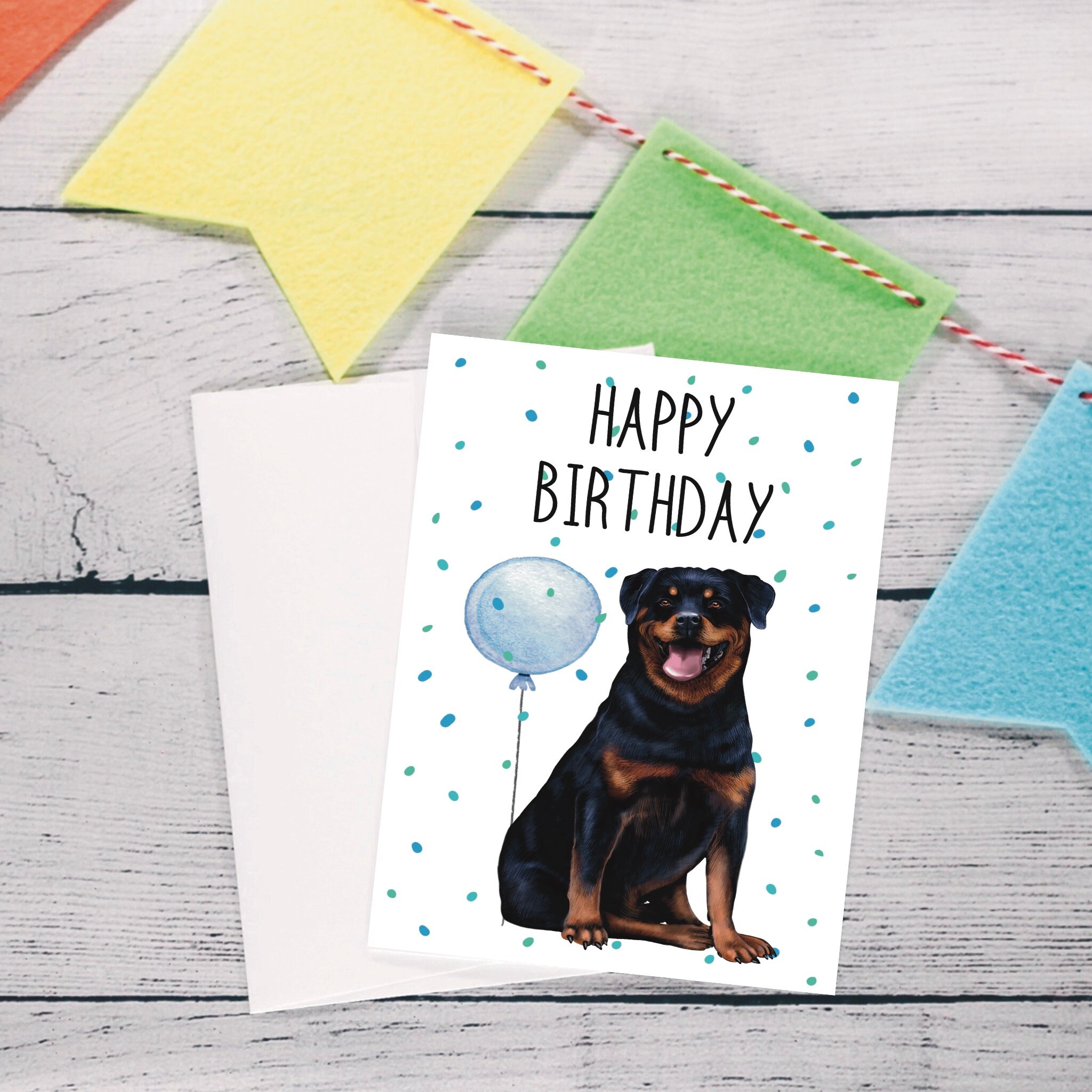 Rottweiler Birthday Card, Dog Card, Card From the Dog, Card for ...