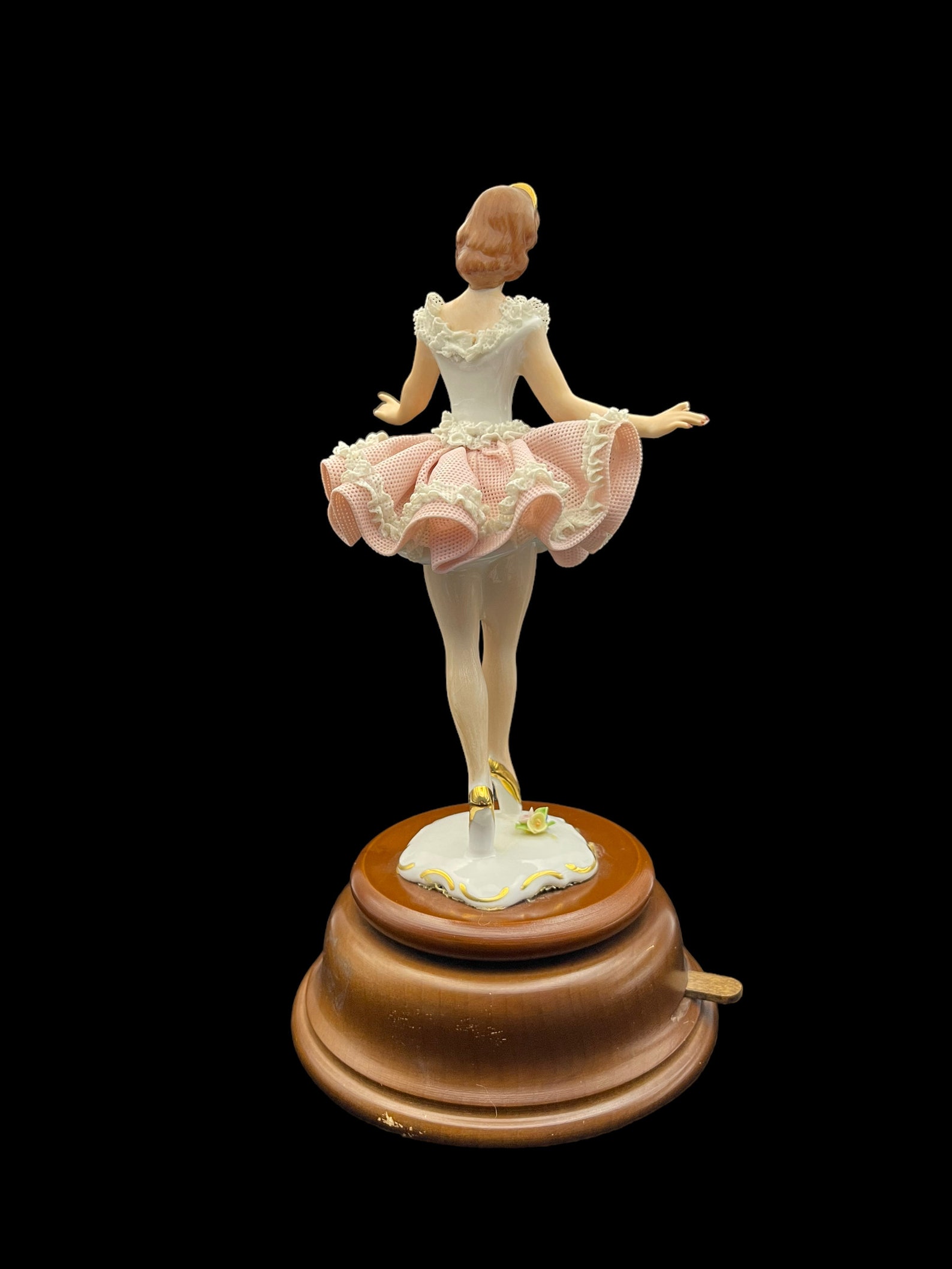 Vintage Handmade German Lace Porcelain Ballerina Figurine With Musical ...