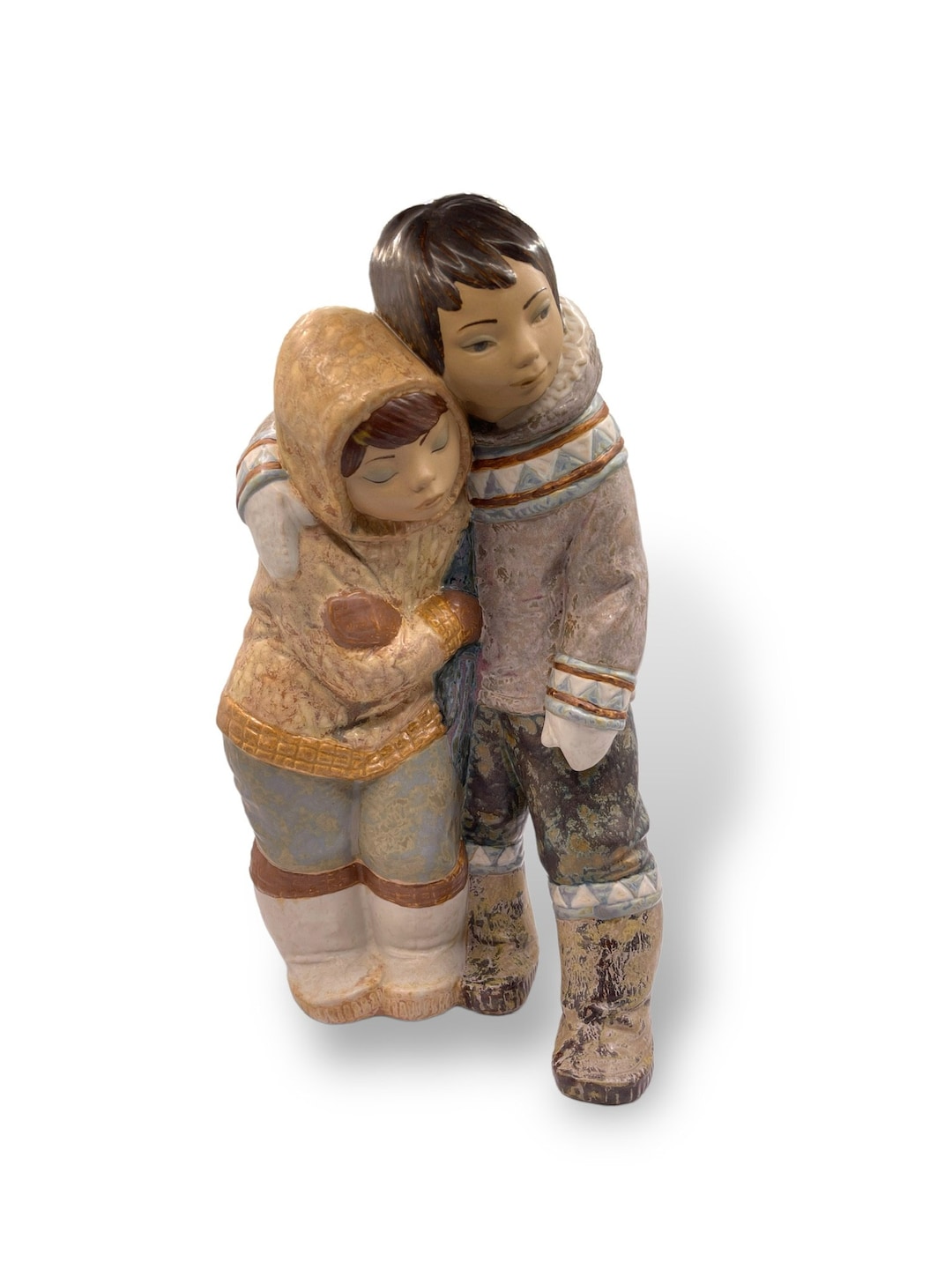 LLADRO Porcelain Eskimo Boy and Girl Cuddling Figurine - Handcrafted in ...