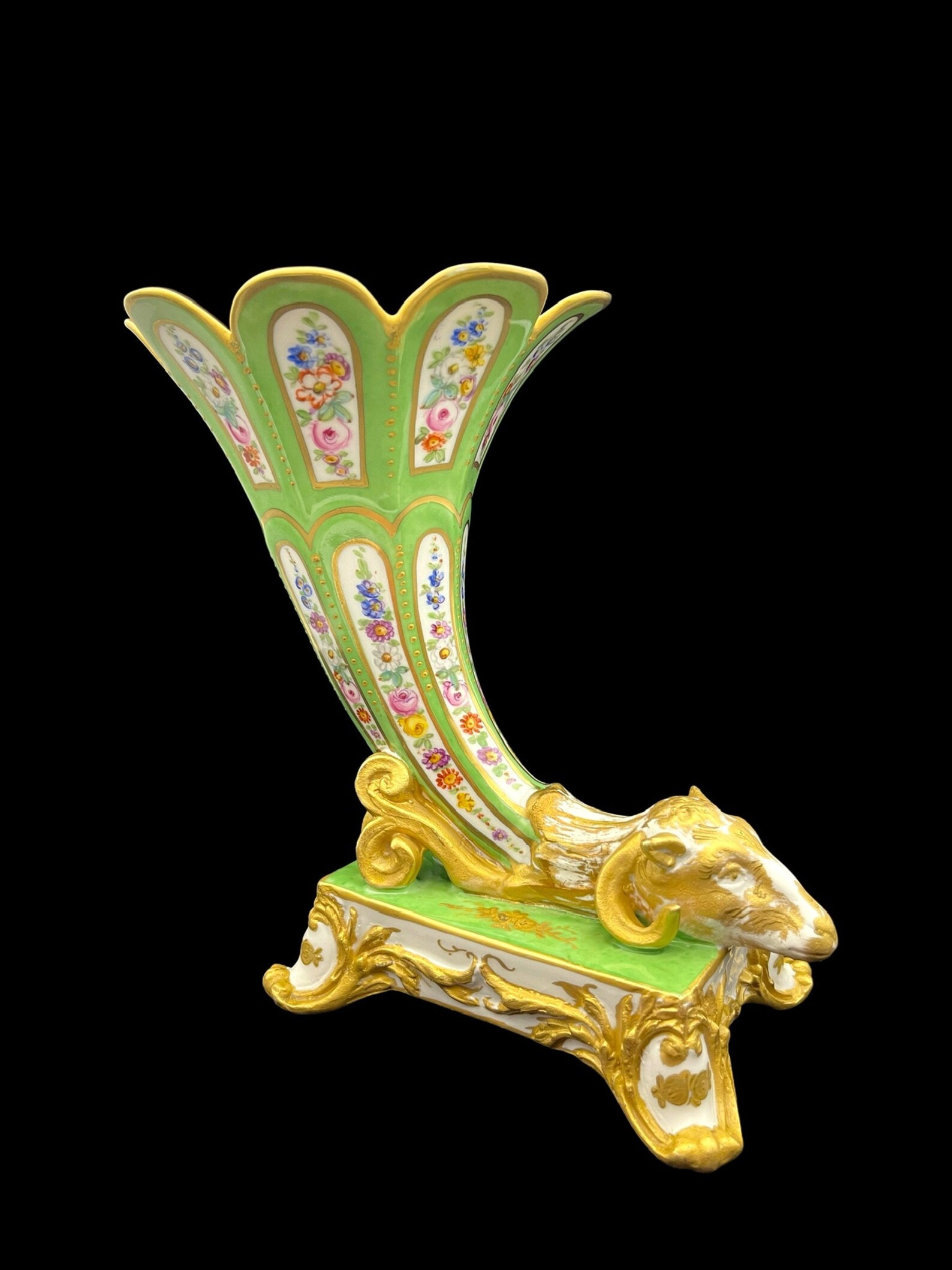Antique Bourdois & Bloch Paris Porcelain Cornucopia Vase - Handmade and ...