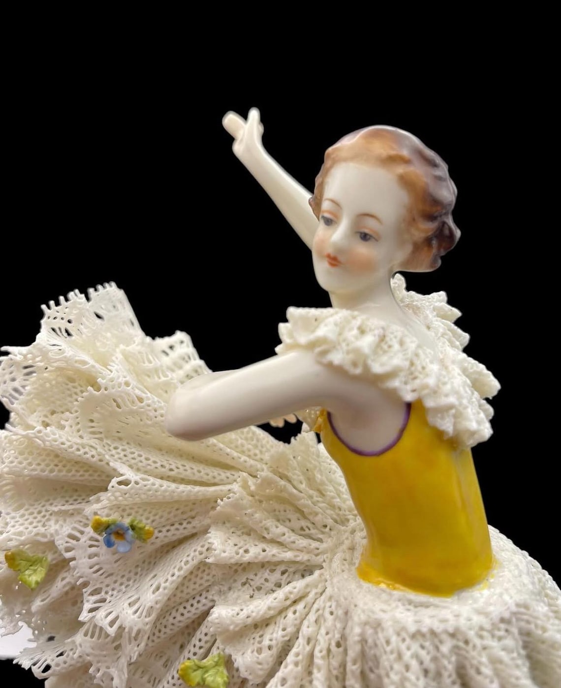 Ackermann & Fritze Volkstedt Porcelain Ballerina Figurine - Lace Skirt ...
