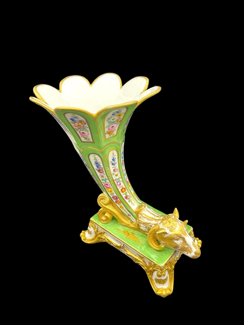 Antique Bourdois & Bloch Paris Porcelain Cornucopia Vase - Handmade and ...